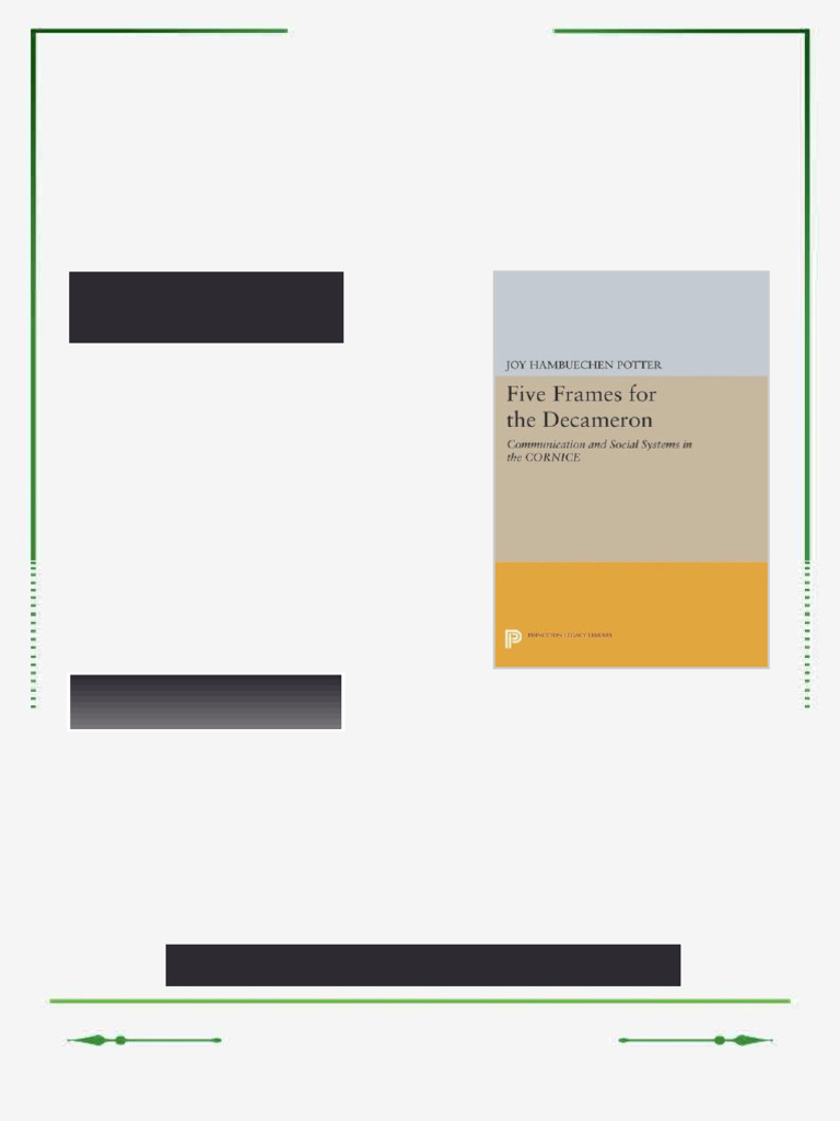 Five Frames for the Decameron Communication and Social Systems in the ...