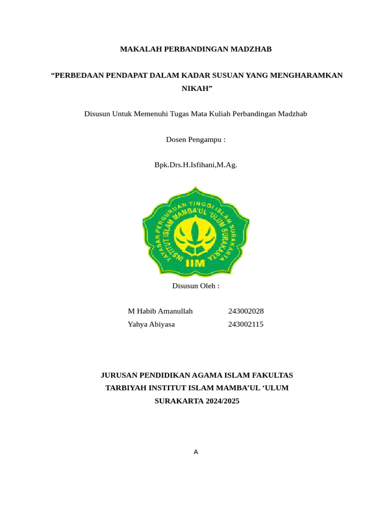 Perbandingan Madzhab: Kadar Susuan Haram | PDF