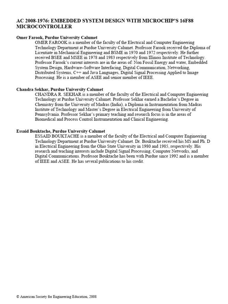 Embedded System Design With Microchip S 16 f88 Microcontroller | PDF ...