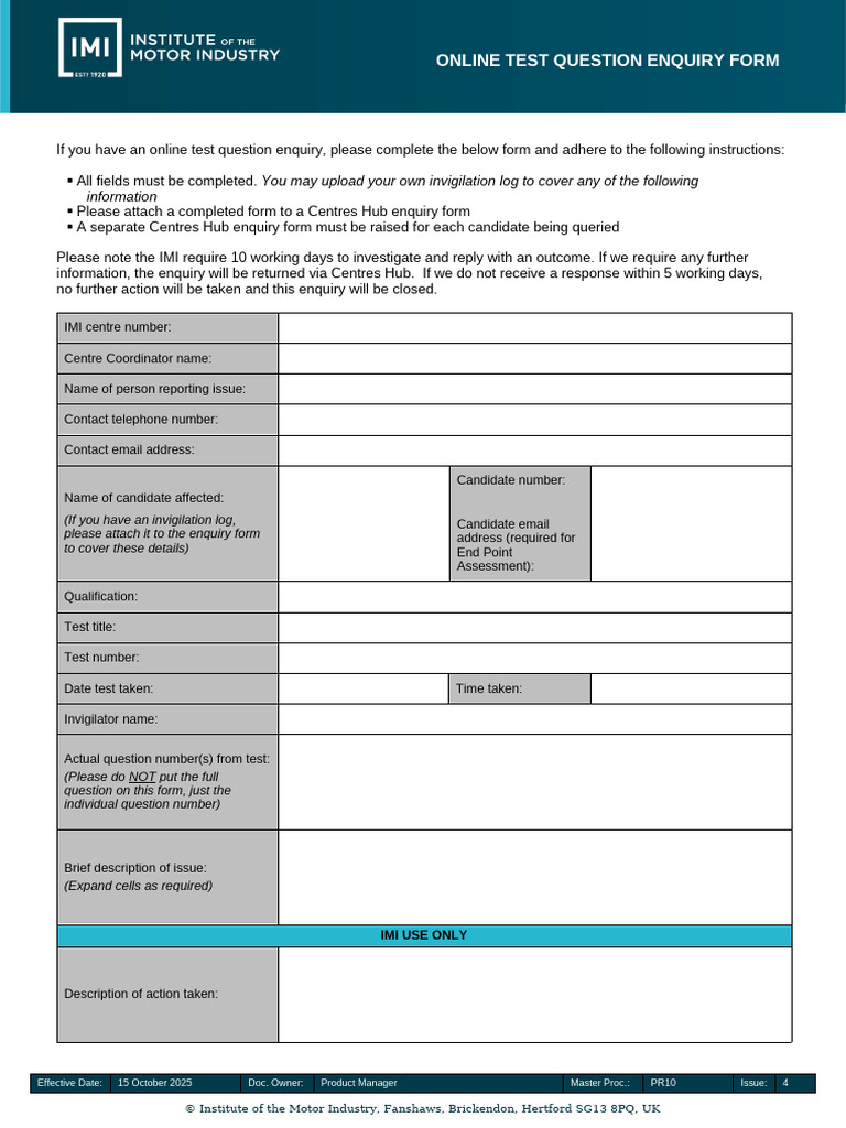 Online Test Question Enquiry Form (1) | PDF