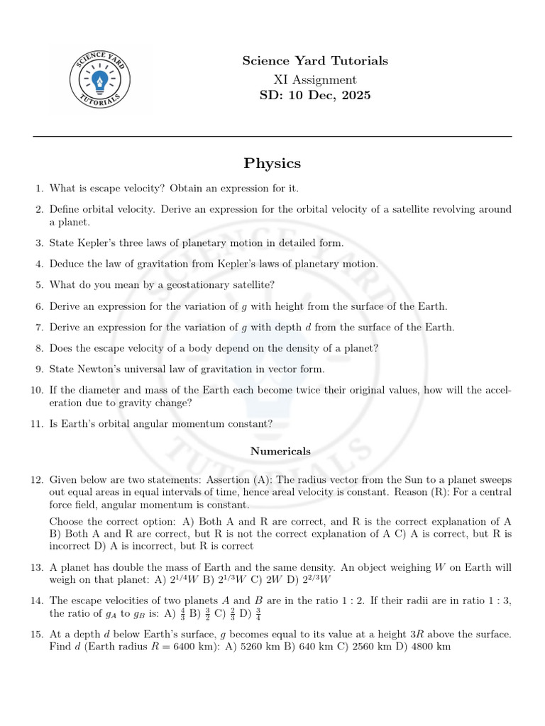 Dpp Gravitation | PDF | Orbit | Velocity