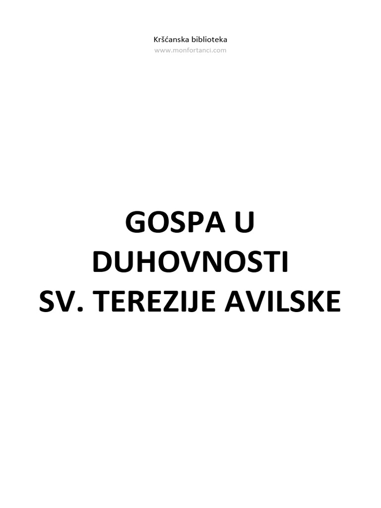 Gospa U Duhovnosti Svete Terezije Avilske | PDF