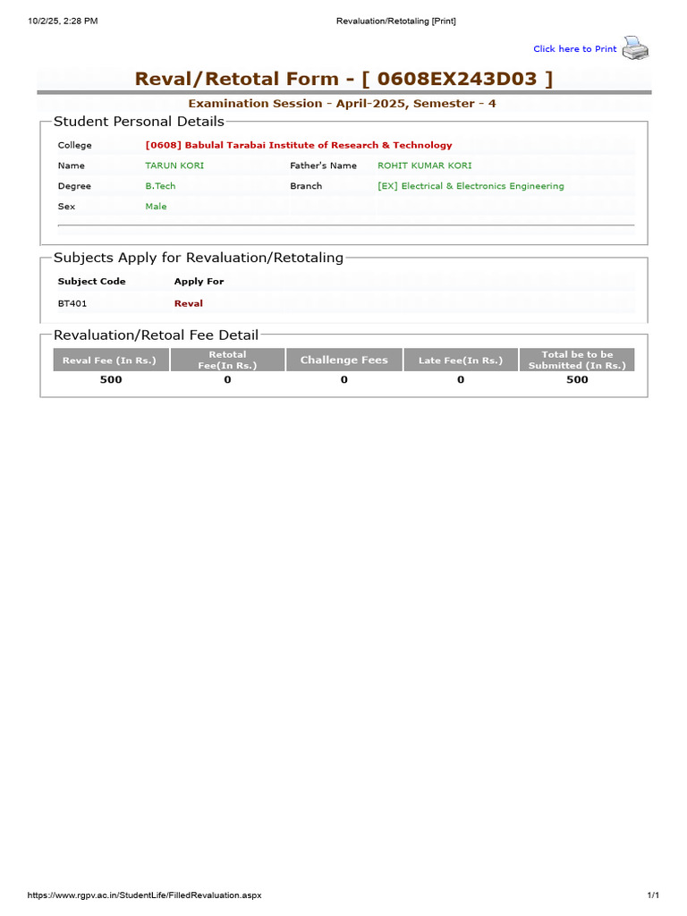 Revaluation Retotaling [Print] | PDF
