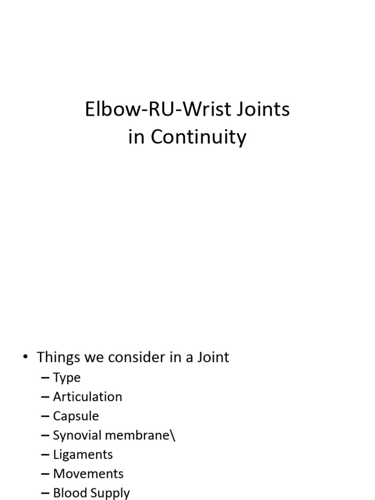 04. Elbow RadioUlnar Wrist Joints of Hand | PDF | Elbow | Hand