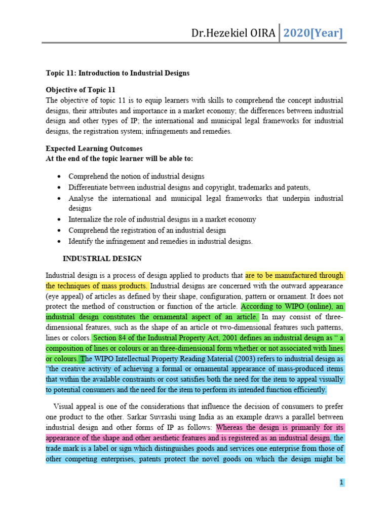 TOPIC 11, Intellectual Property e-learning | PDF | Intellectual ...