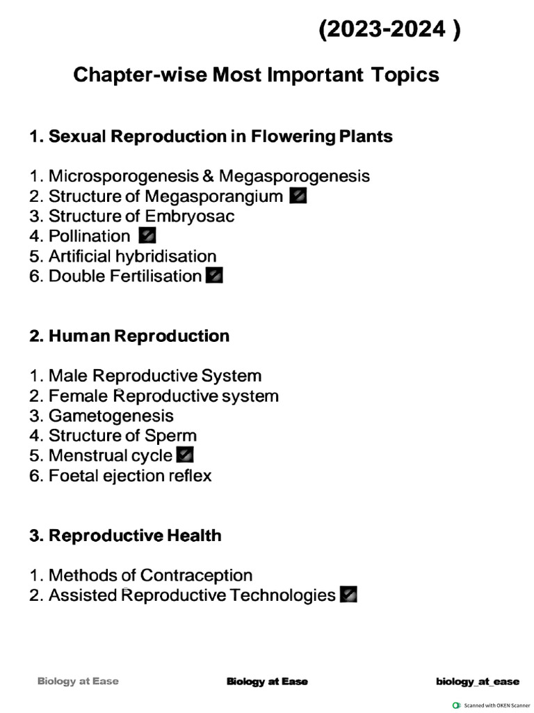 CLASS 12 BIOLOGY BOARDS Most Important Topics-Invert | PDF