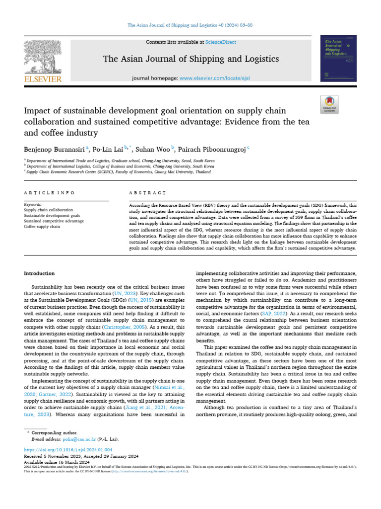 Sustainable Goals in Coffee Supply Chains | PDF | Supply Chain ...