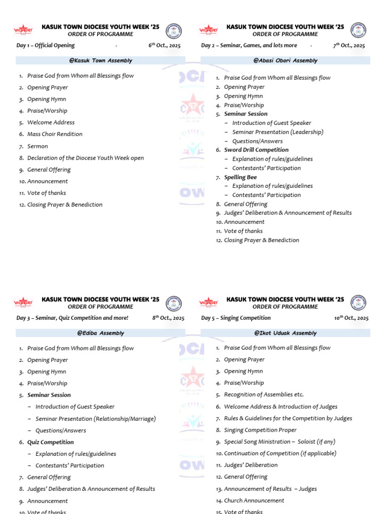 Order of Program | PDF | Prayer | Hymns