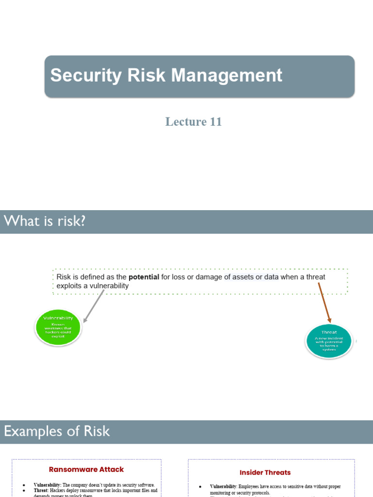Lecture 11 | PDF | Risk | Security