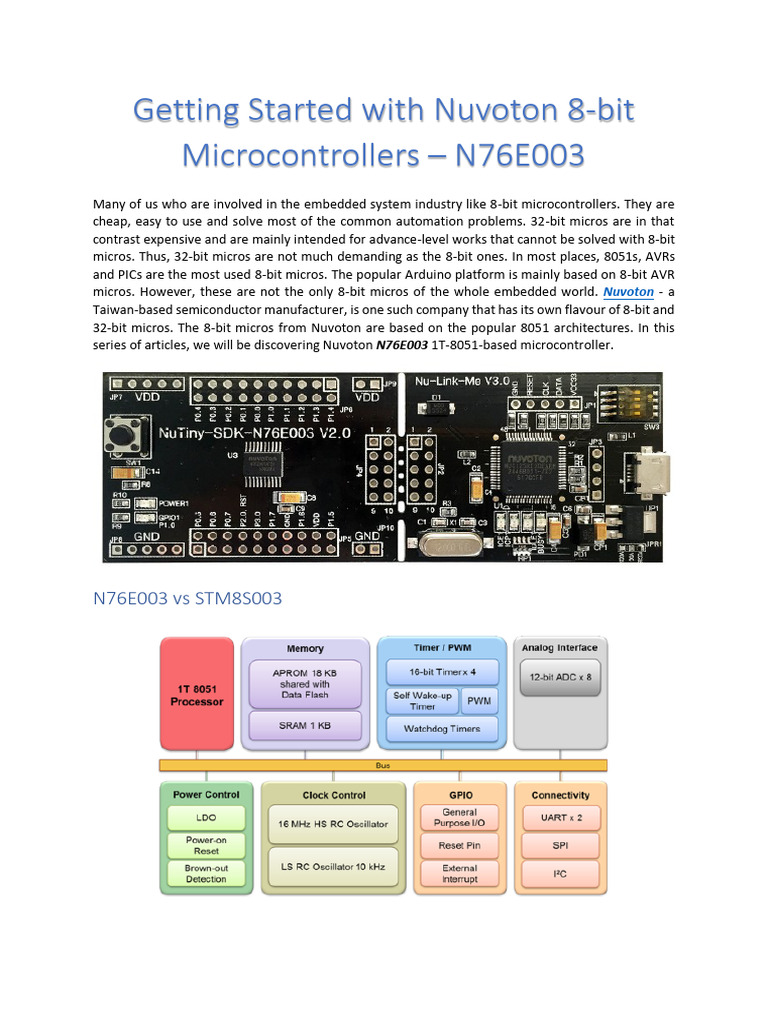 Getting Started With Nuvoton 8-Bit Microcontrollers - N76E003 | PDF ...