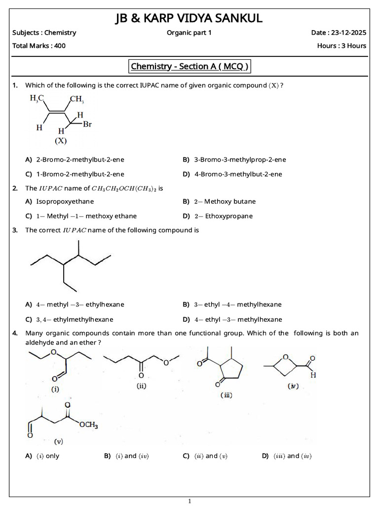 Organic Chemistry IUPAC Naming Quiz | PDF | Ether | Ketone