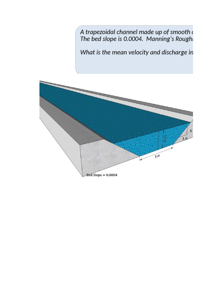 Discharge in a Trapezoidal Channel Using Manning's Formula | PDF