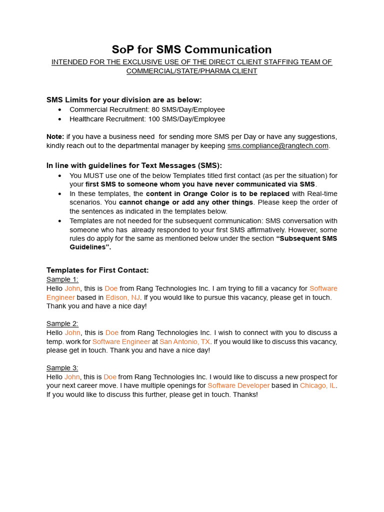 SoP for SMS Communication | PDF