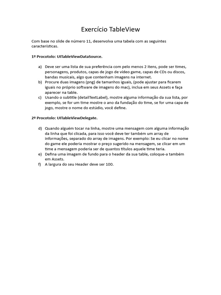 Exercício_TableView | PDF