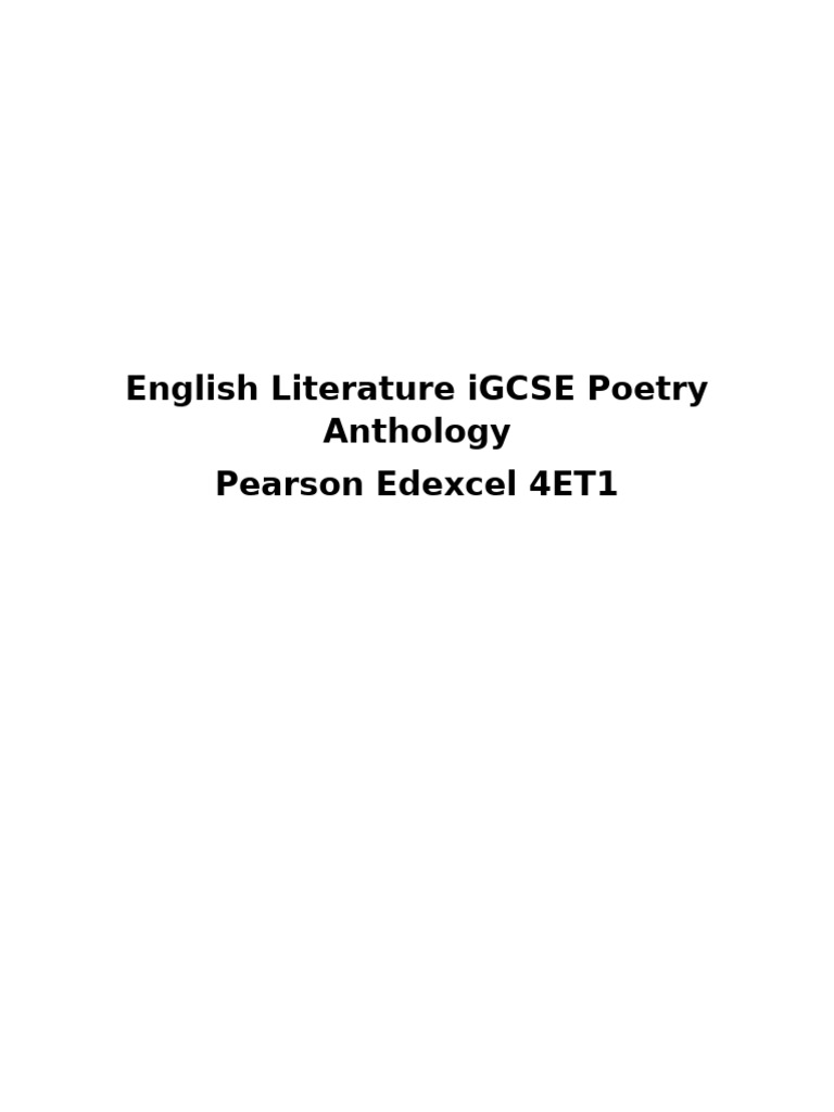 iGCSE Poetry Notes and Analysis | PDF