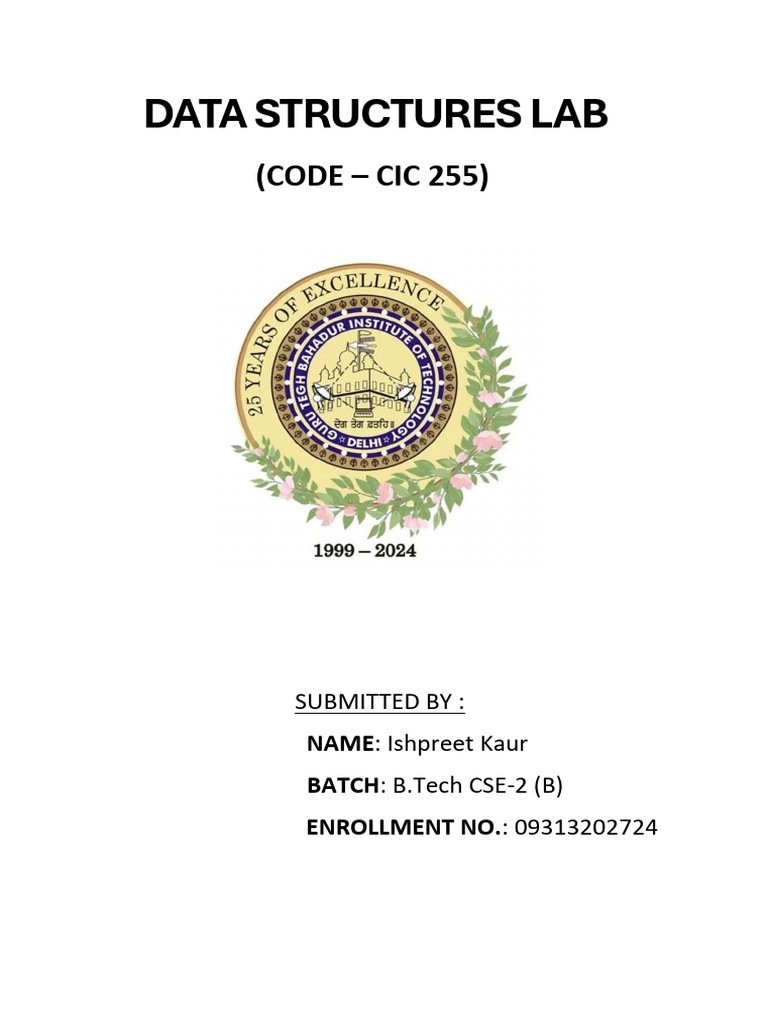 Data Structures Lab Submission by Ishpreet Kaur | PDF