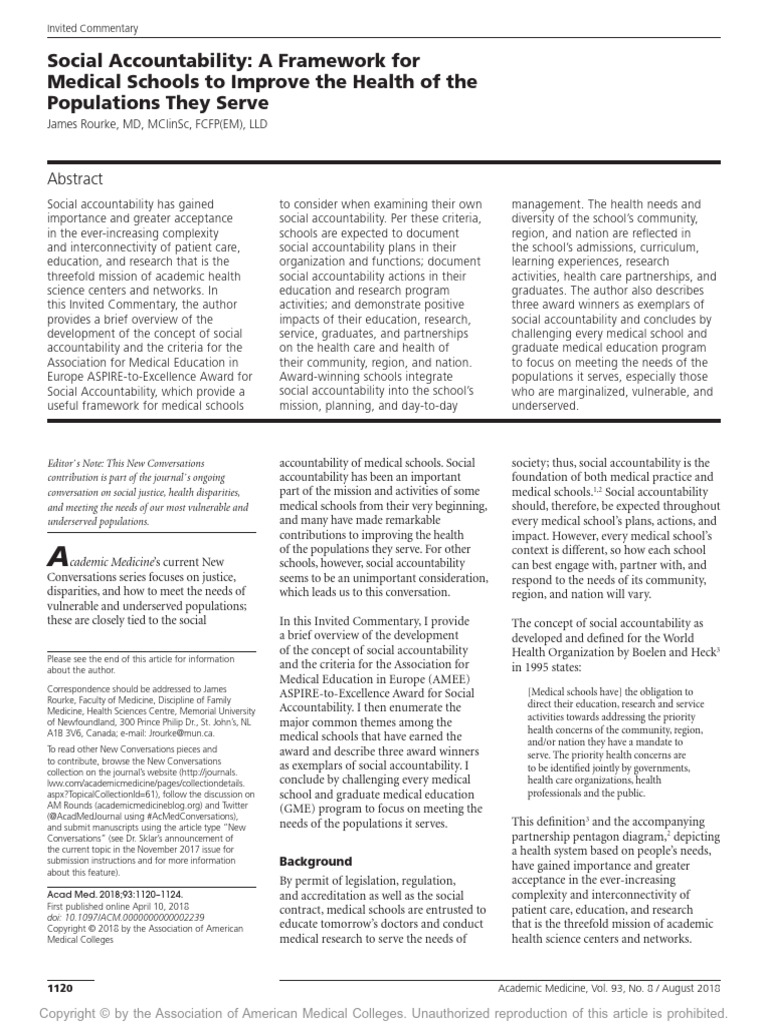 Social Accountability in Medical Education | PDF | Medical School ...