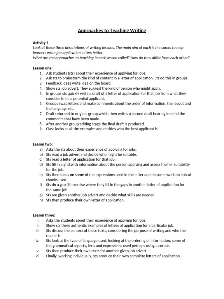 Approaches to Teaching Writing | PDF | Essays | Word