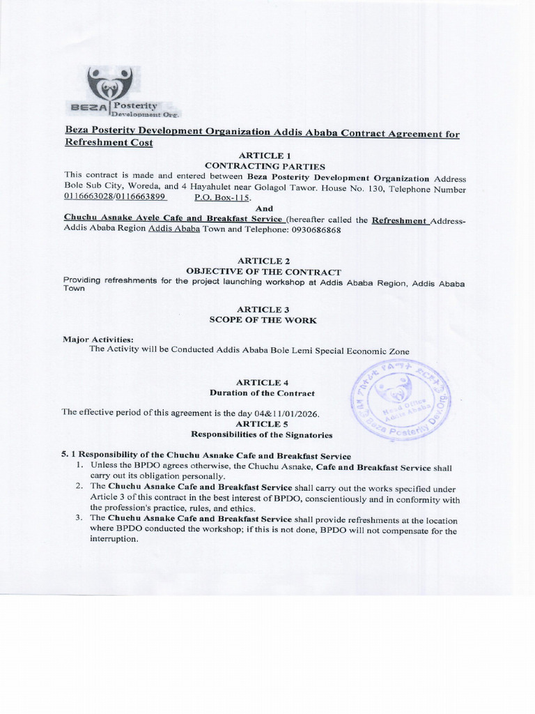 Agreement Documentof Refreshment - 2025 - PEER EDUCATORS TOT Training ...