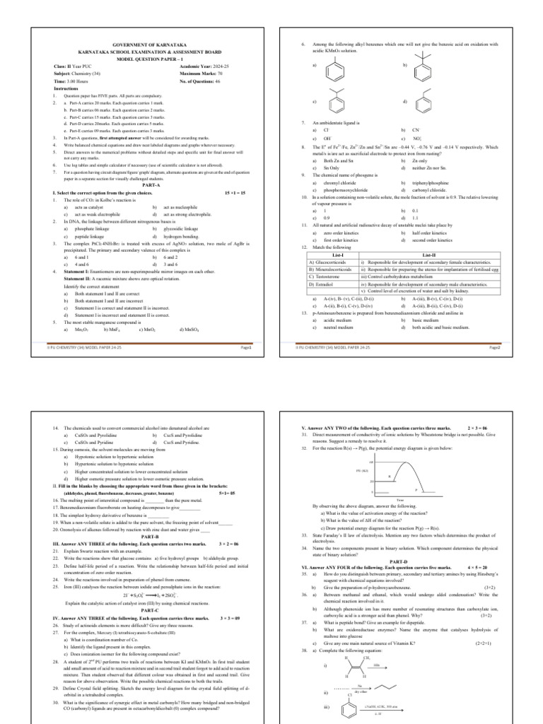Chemistry Model Papers | PDF | Chemical Reactions | Acid