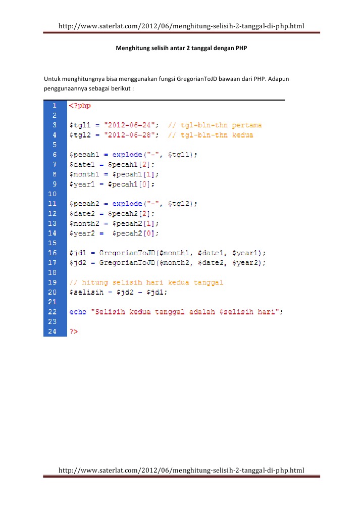 Menghitung Selisih Antar 2 Tanggal Dengan PHP | PDF