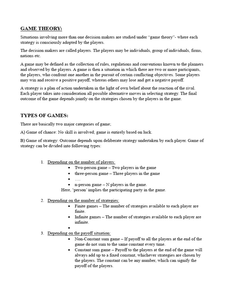 Game Theory | PDF | Game Theory | Mathematics