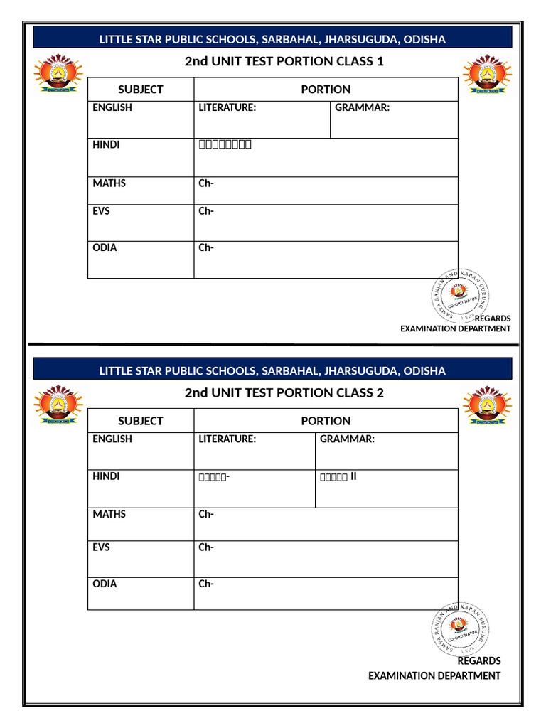 Second Unit Test Portion | PDF