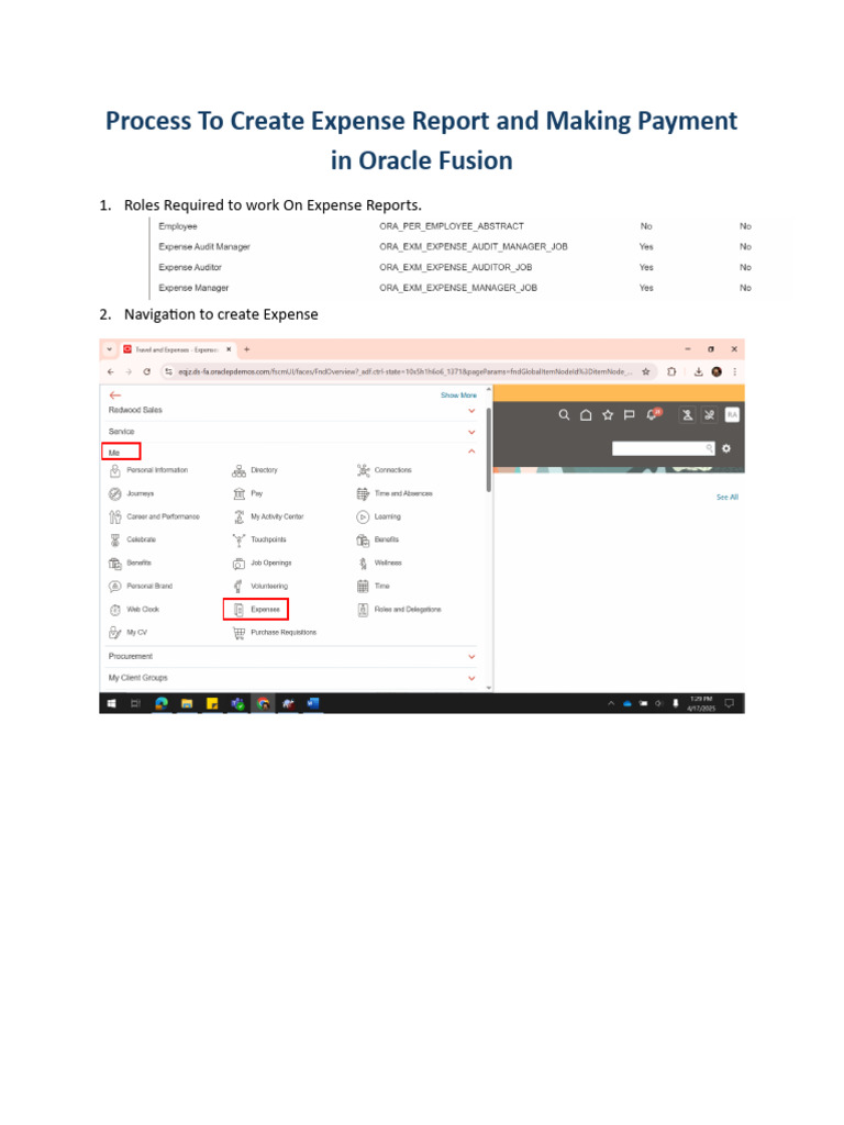 Create Make Payment For Expense Report in Oracle Fusion 1766510641 | PDF