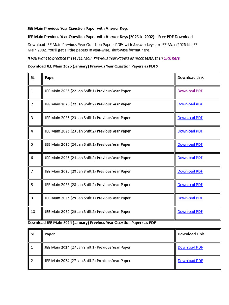 JEE Main Past Papers with Answers PDF | PDF | Computer Graphics ...