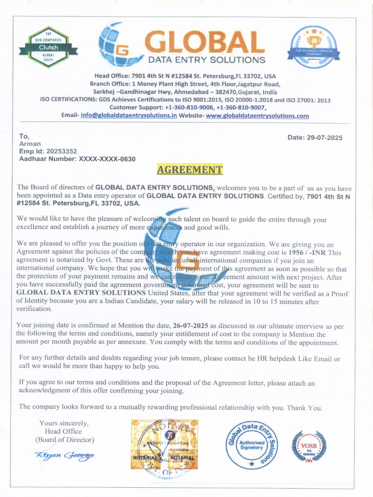 Notarization of Agreement in India-1 | PDF