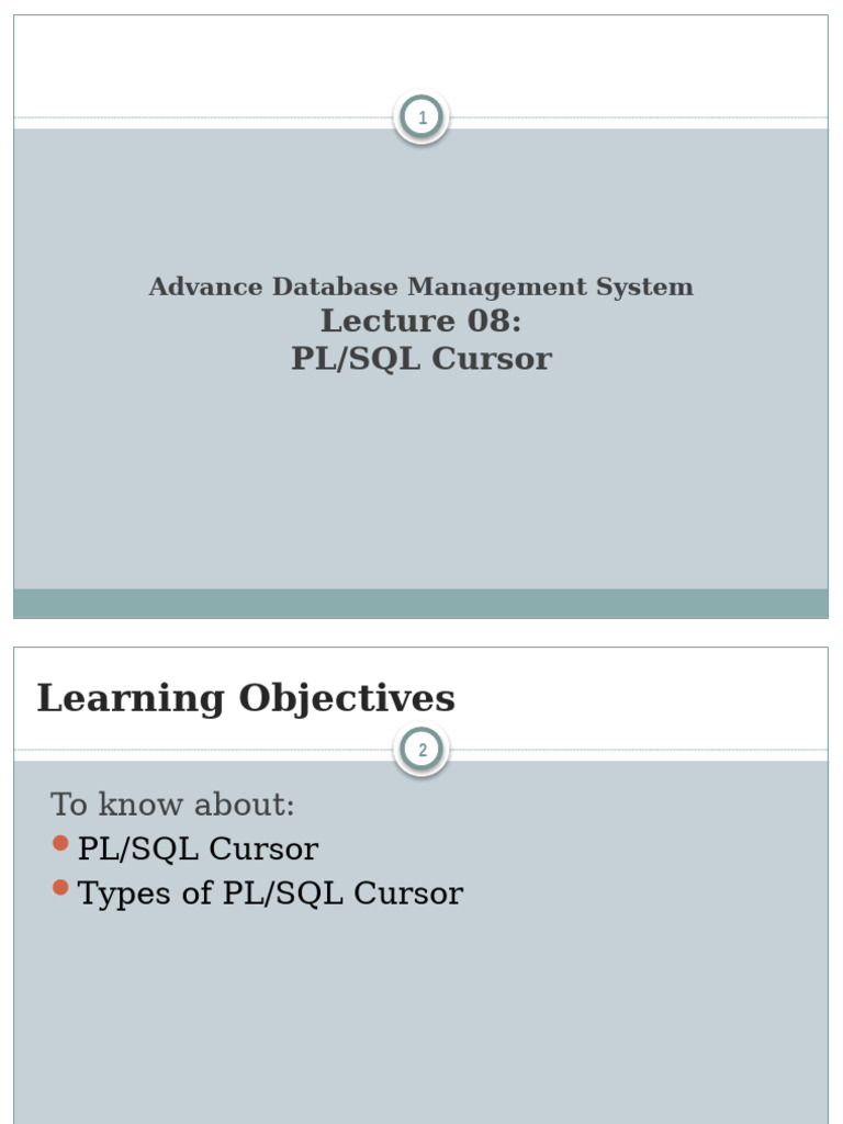 Lecture08 PLSQLCursor Fall2025-2026 | PDF | Pl/Sql | Software Engineering