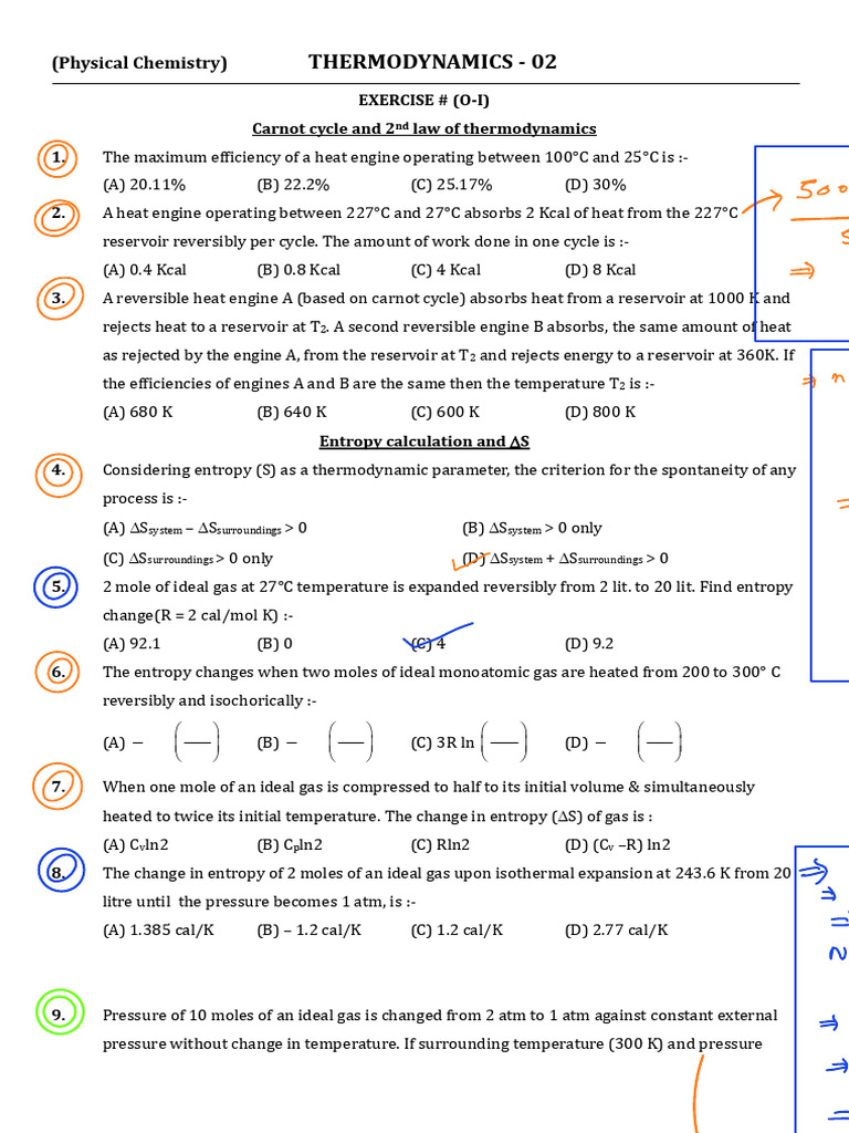 Thermodynamics 2 Questions | PDF | Heat | Gibbs Free Energy