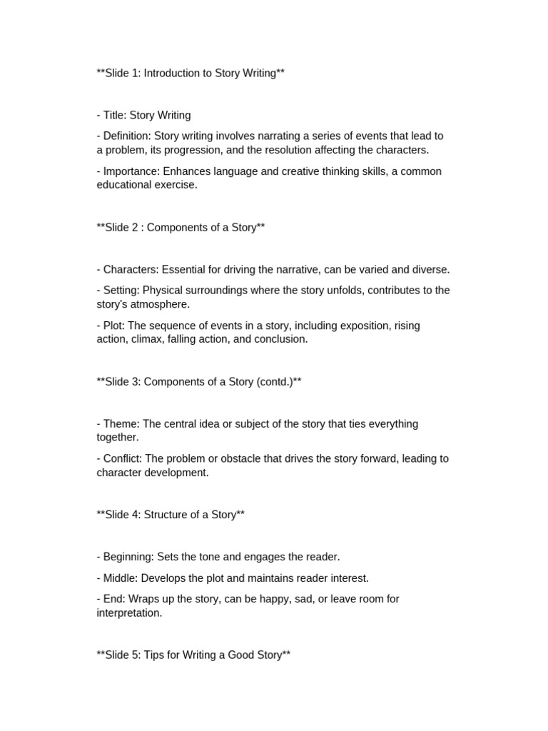 Story Writing Basics and Tips | PDF