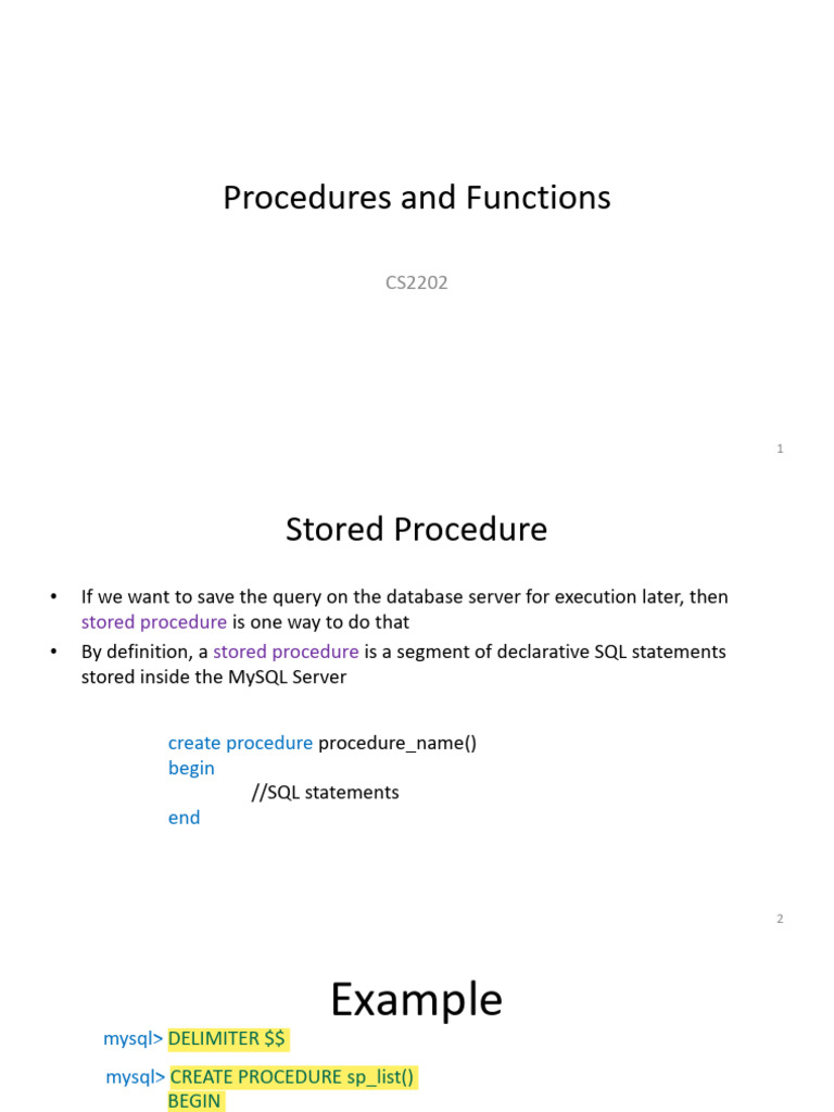 CS2202 MySQL ProcedureFun | PDF | Parameter (Computer Programming ...
