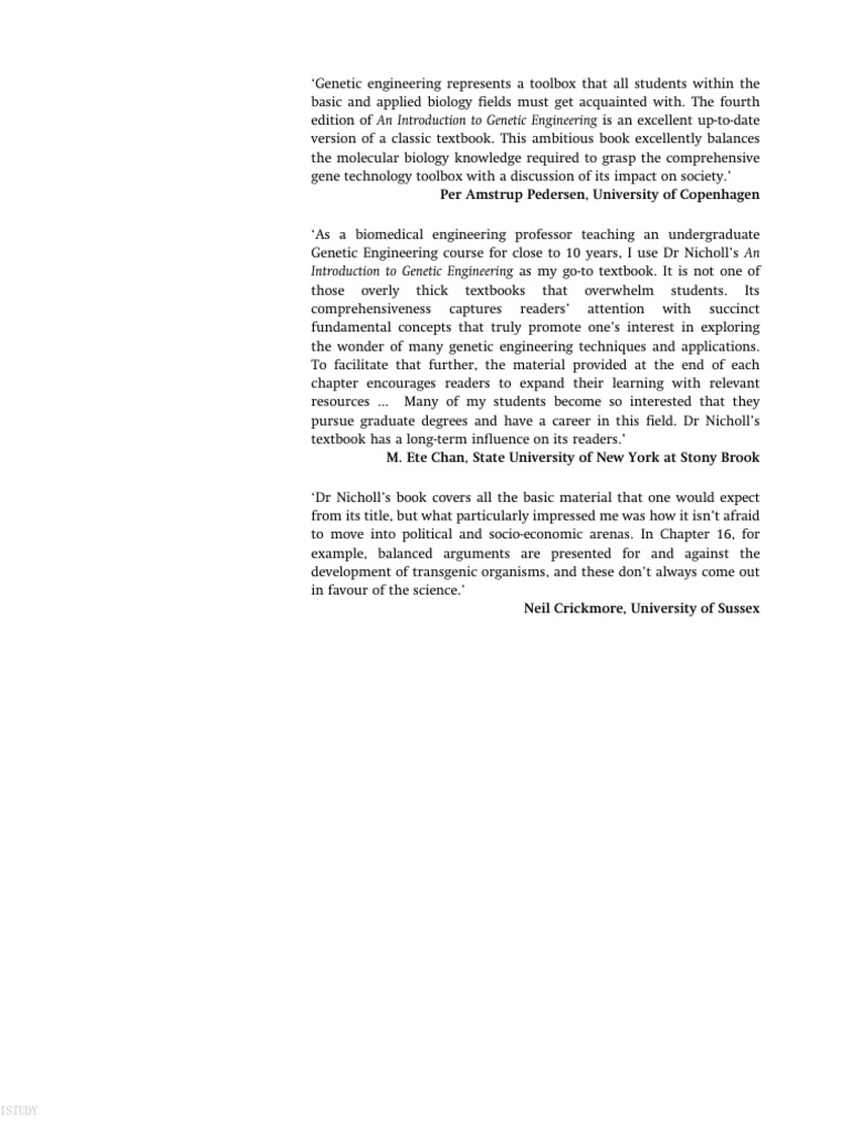 An Introduction To Genetic Engineering 4e by Desmond S. T. Nicholl | PDF