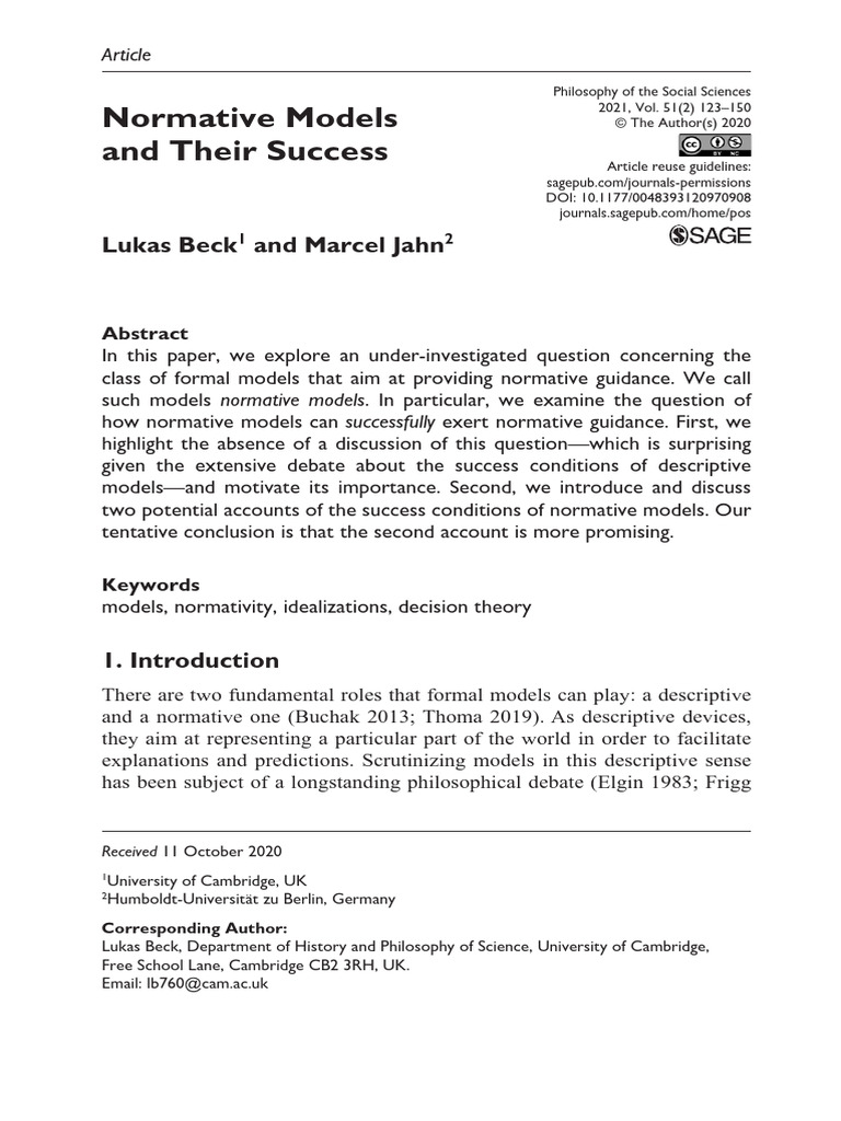 Success Conditions of Normative Models | PDF | Argument | Epistemology