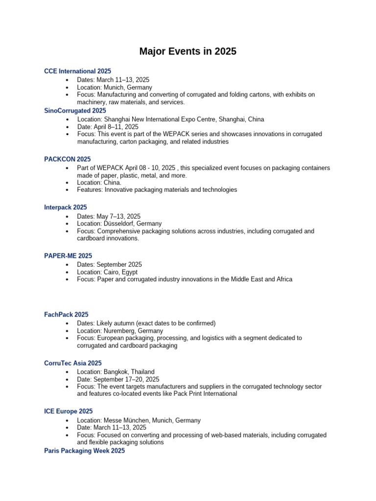 Major Events in 2025 | PDF | Production And Manufacturing | Freight ...