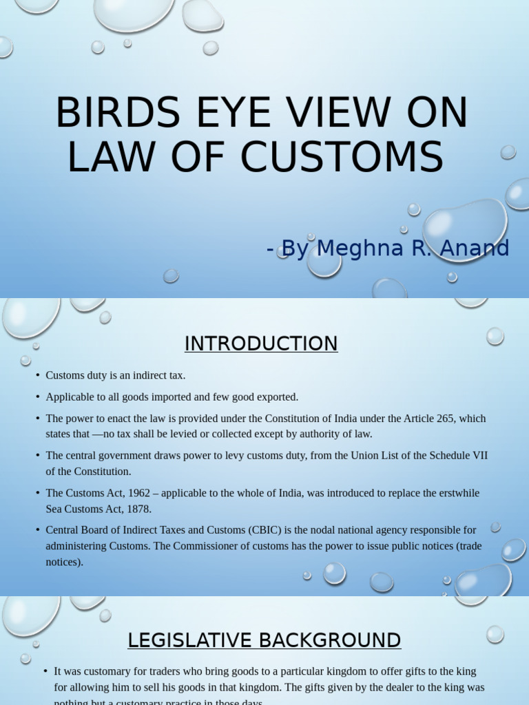 A birds eye view on law of customs (2) | PDF | Customs | Taxes