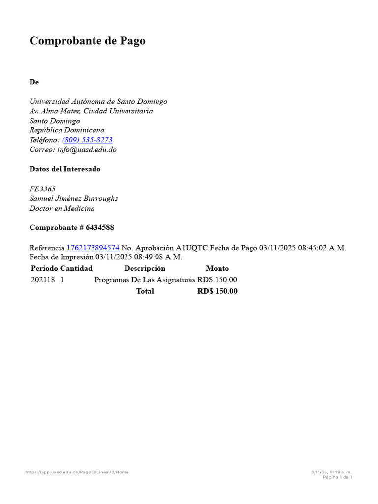 Pago en Línea - programa de asignaturas | PDF