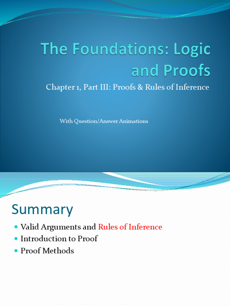 Lesson 5 - Chpt 1 Part 3 Inference Rules_v3 | PDF | Logic | Argument