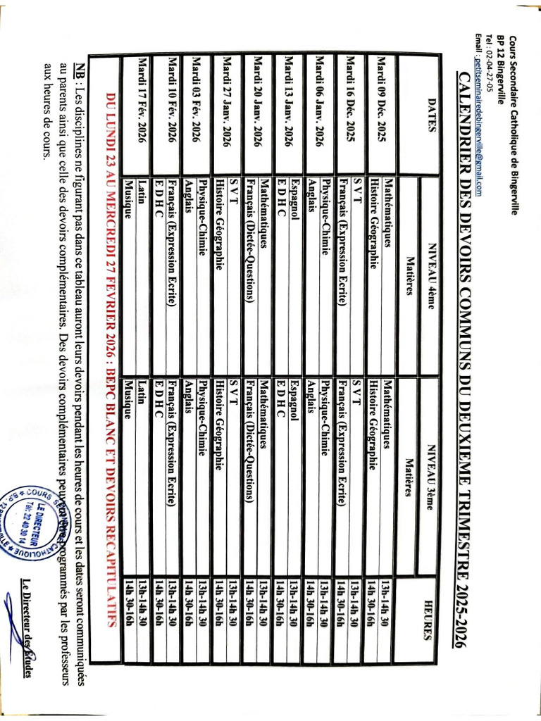 DEVOIRS 2e Trim 3e Et 4e | PDF