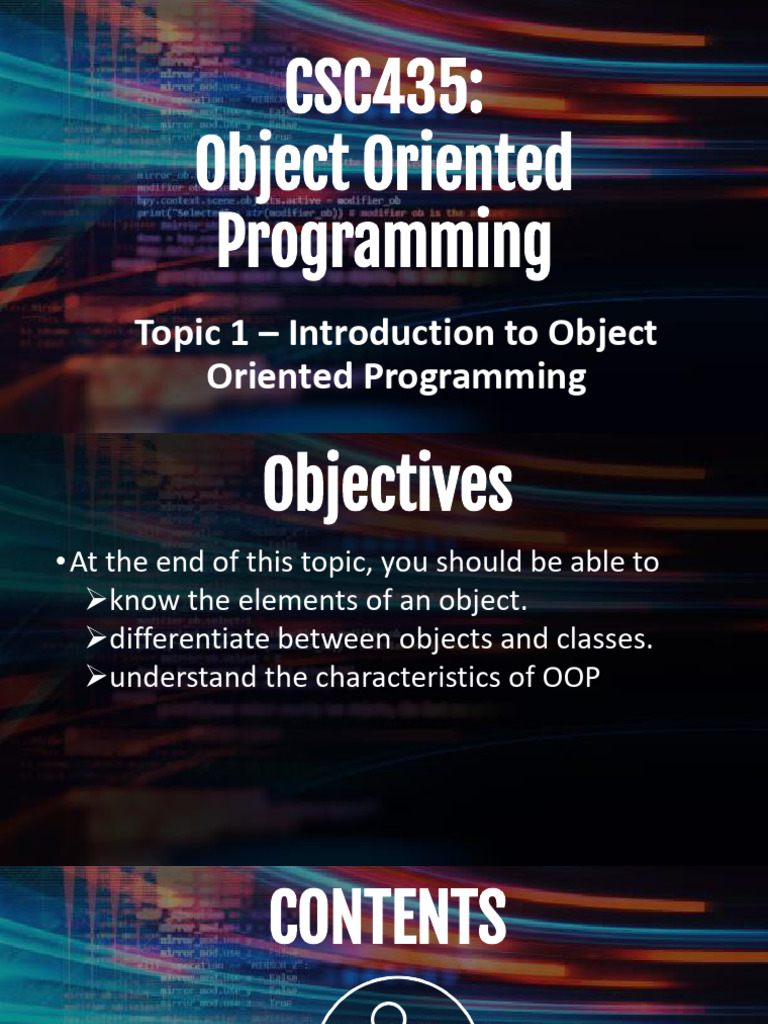 Topic 1 – Introduction to Object Oriented Programming | PDF | Object ...
