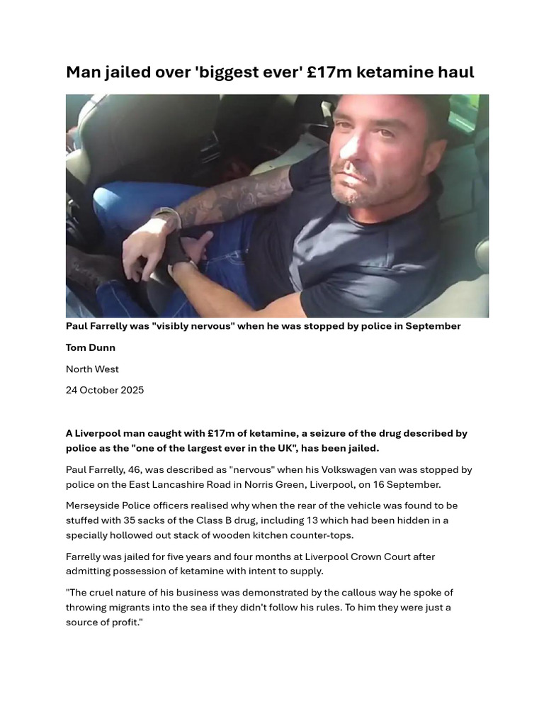 Liverpool Man Jailed for £17M Ketamine | PDF