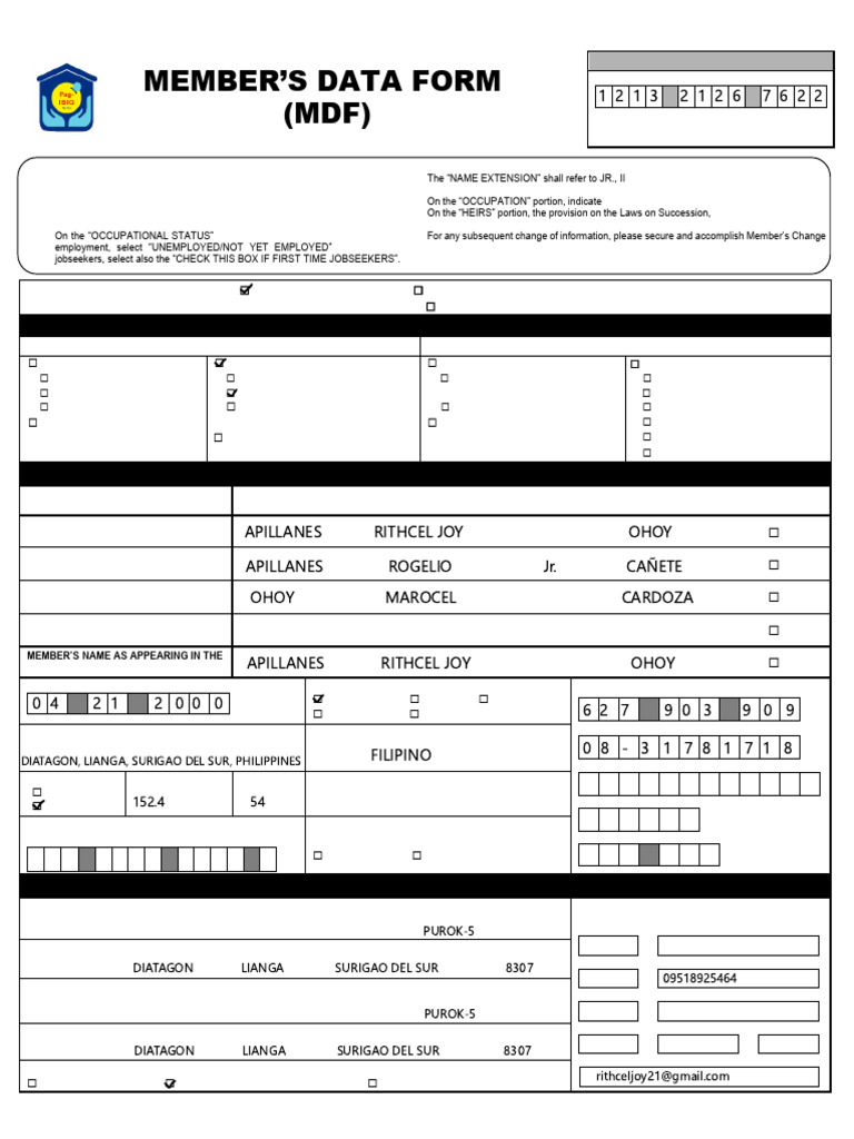 Pag-IBIG Fund Member Data Form | PDF | Cooperative | Employment