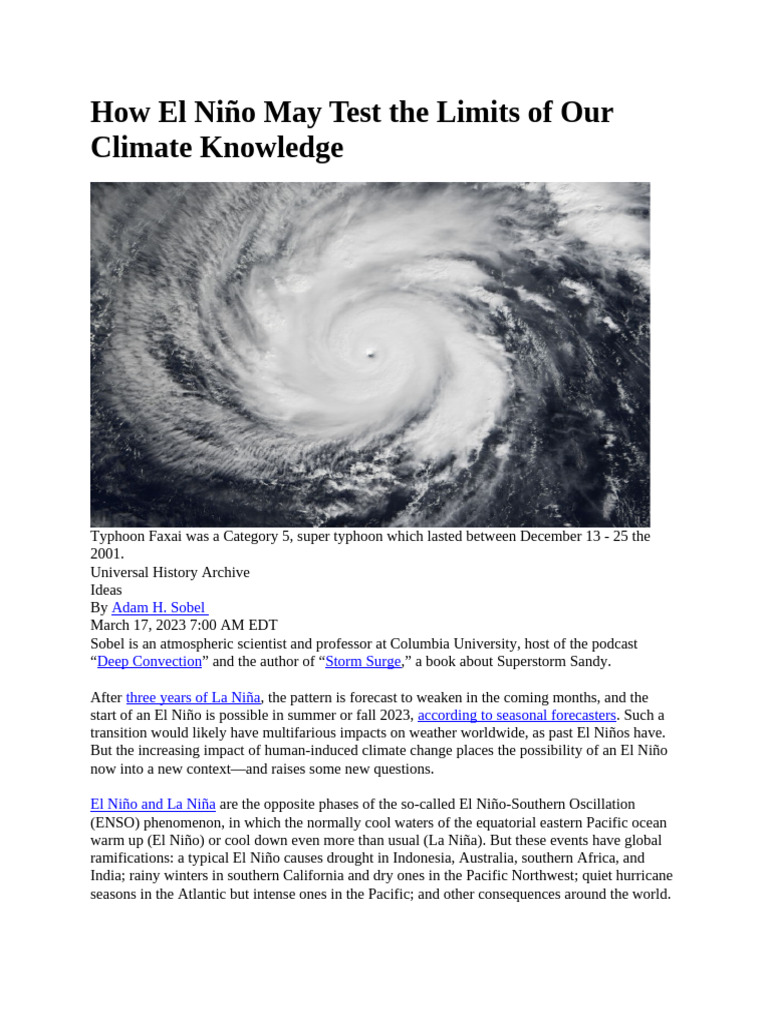 El Niño's Impact on Climate Change Insights | PDF | Climate Change ...