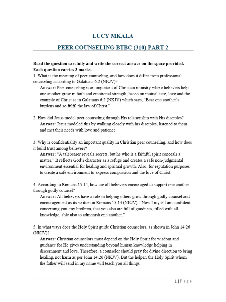 Christian Peer Counseling Insights | PDF | Forgiveness | Jesus
