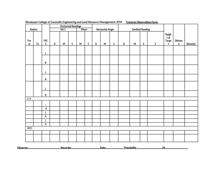 Purbanchanl University Traverse Sheet Format | PDF