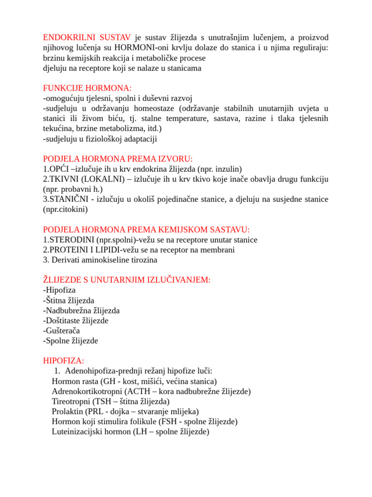 ENDOKRILNI SUSTAV, ANATOMIJA 1, Učilište Medical | PDF