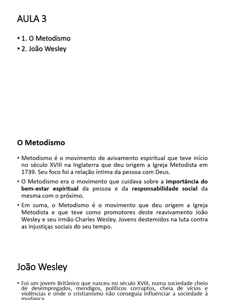 Metodismo e João Wesley: História e Impacto | PDF | John Wesley