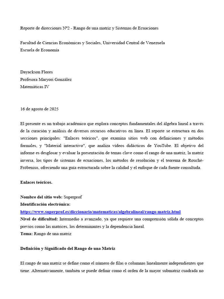 Sistema de Ecuaciones | PDF | Matriz (Matemáticas) | Ecuaciones